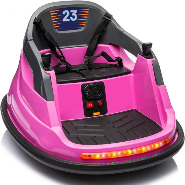 Outfunny 12V Electric Baby Drive, Pink Kids' Motorized Bumper Car with ...