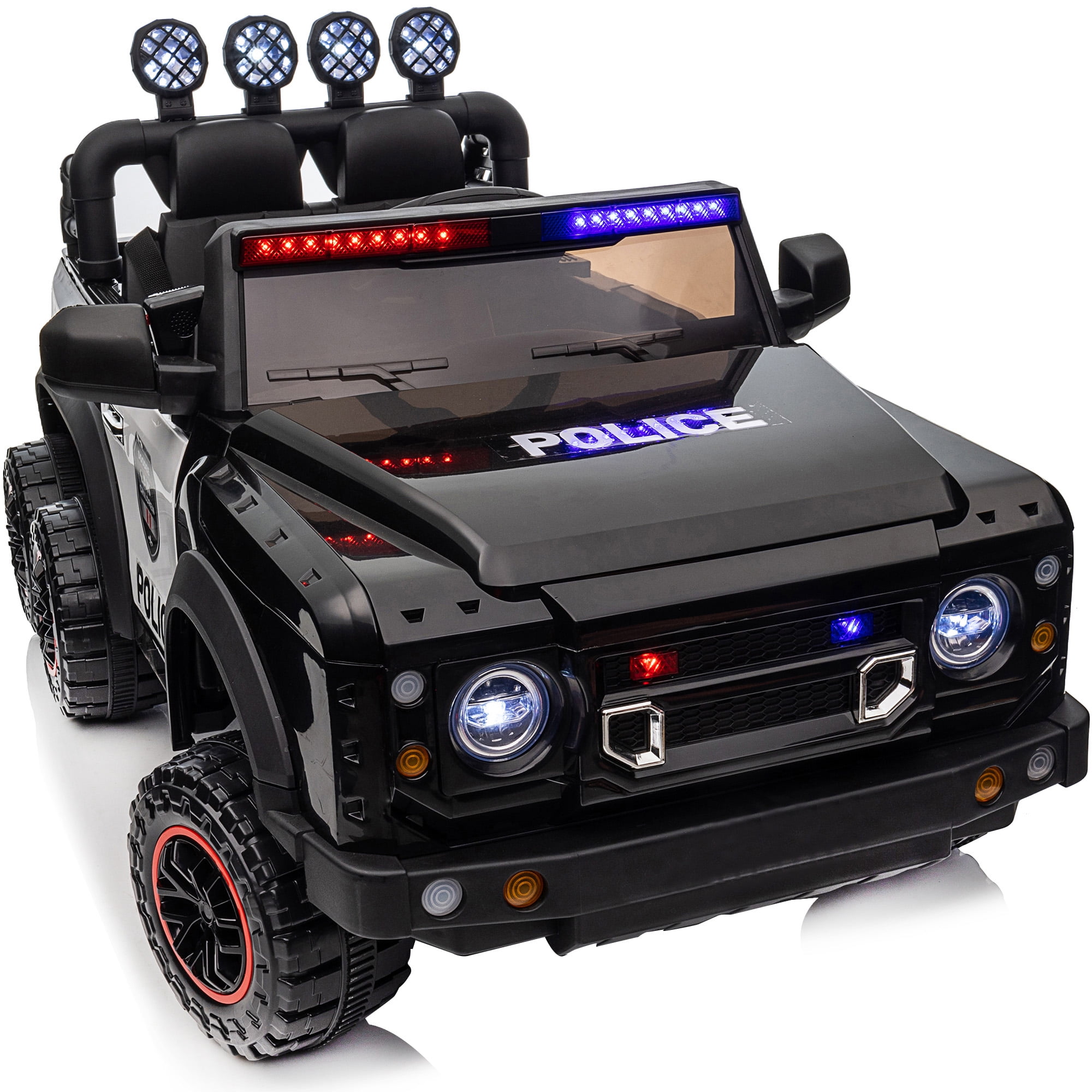 Outfunny 24V Electric Children's Ride-On Police Car, 4WD, 2 Seats ...