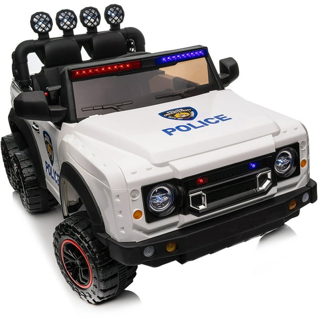 Outfunny 24V 4WD Ride on Police Car, 2 Seater Kids Ride on Toys Truck ...