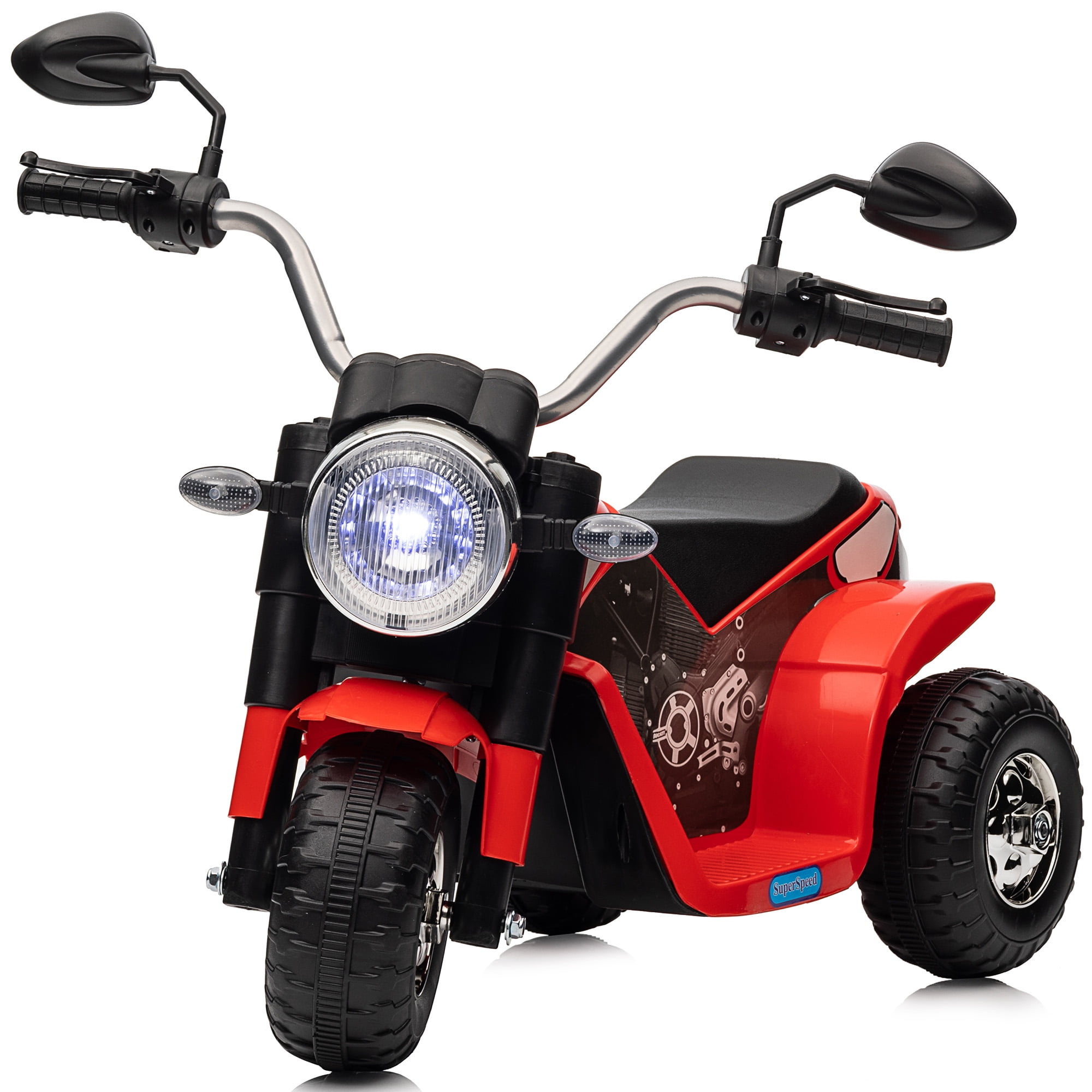 Outfunny 3 Wheel Kids Motorcycle, 6V Ride-On Toy for 1-3 Years Old with ...