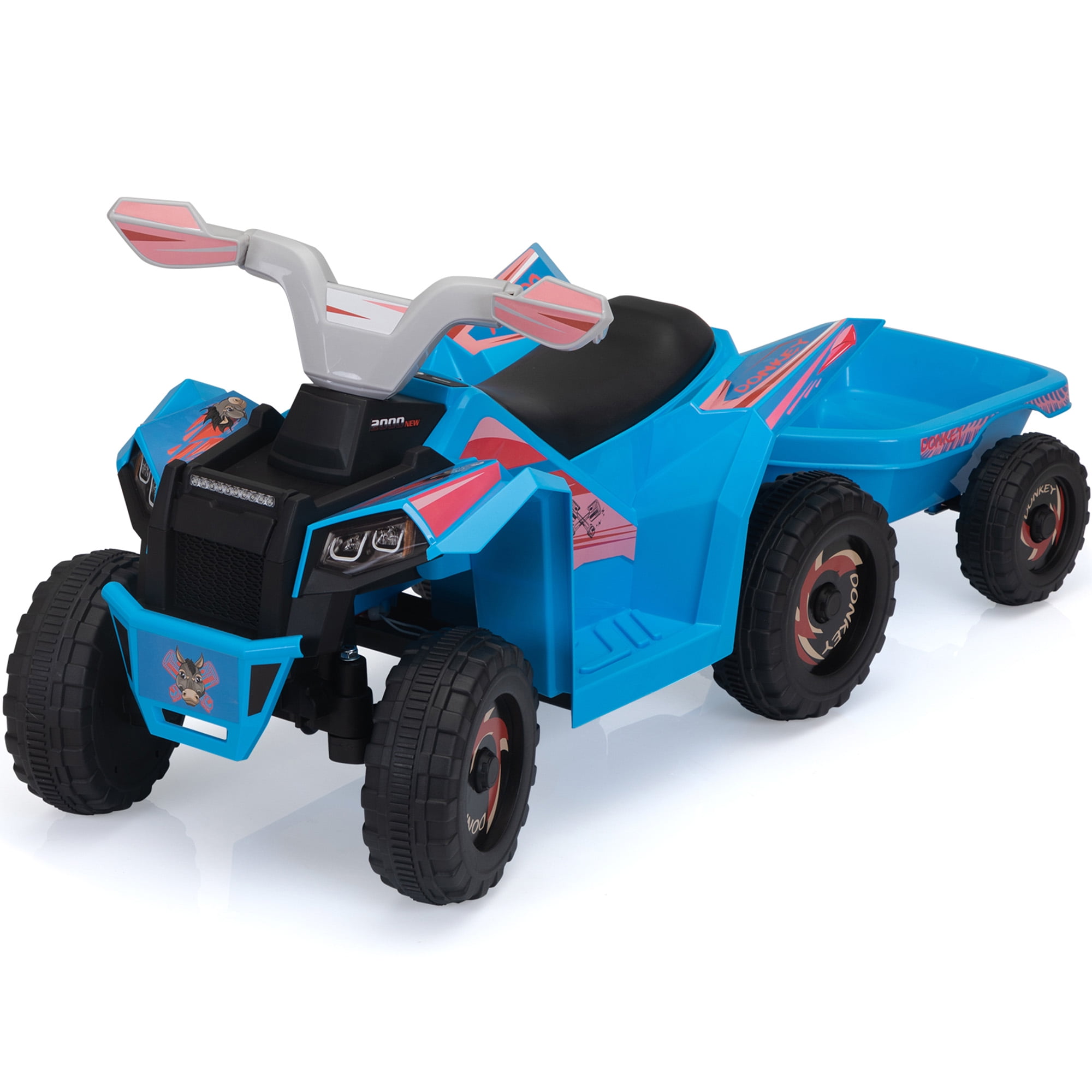 Outfunny 6V Ride on ATV with Trailer, Ride on Toy 4 Wheeler for ...