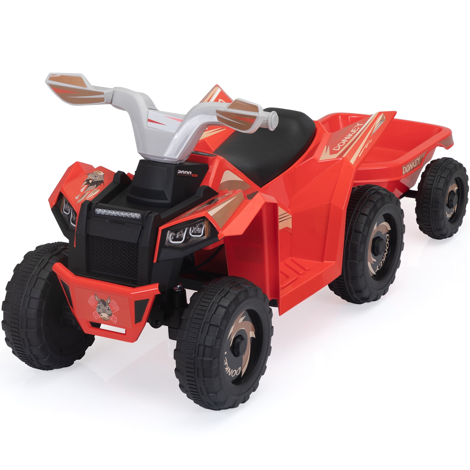 Outfunny 6V Ride on ATV with Trailer, Ride on Toy 4 Wheeler for ...