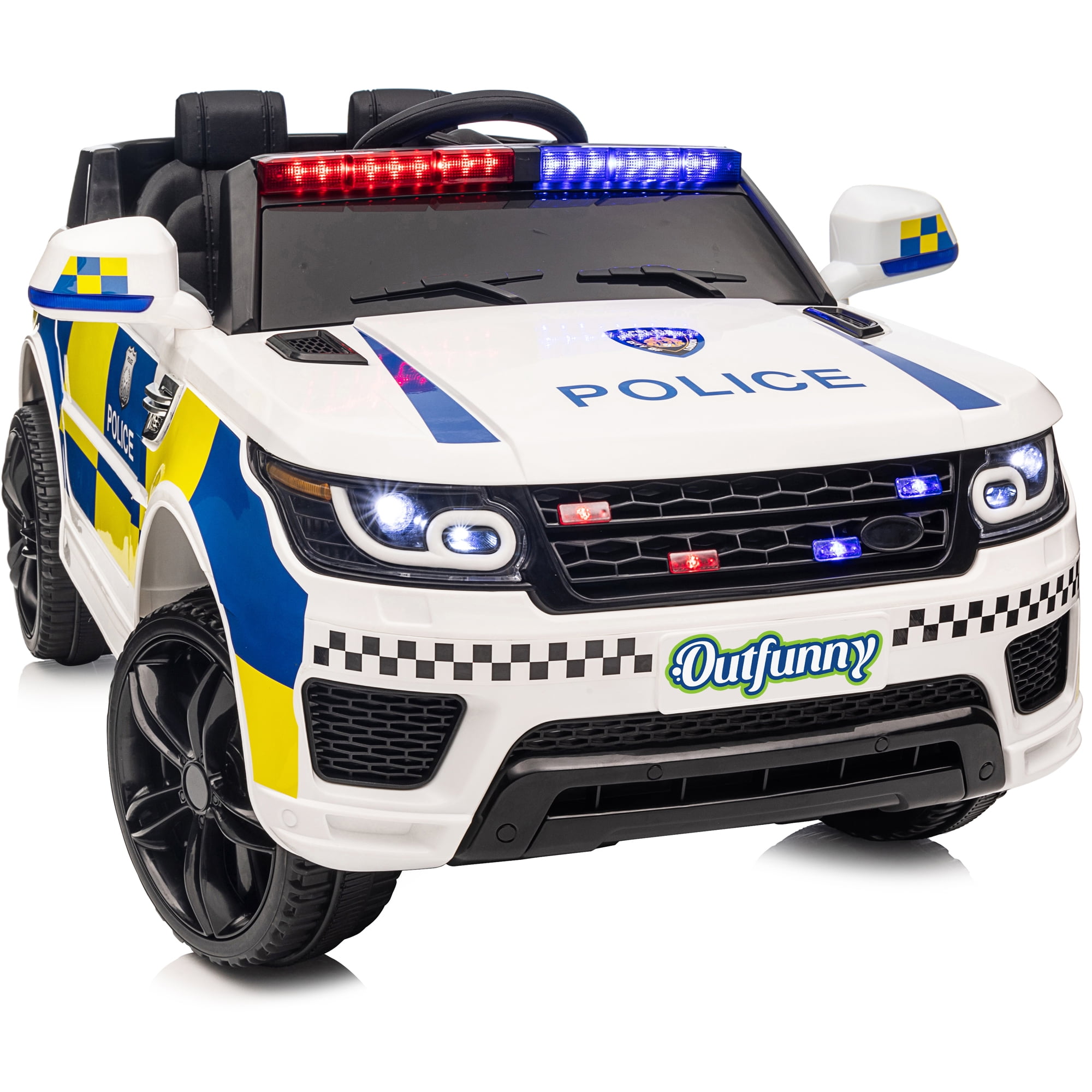 Outfunny Electric Police Car for Kids, 12 Volt Kids Ride on Toy Car ...