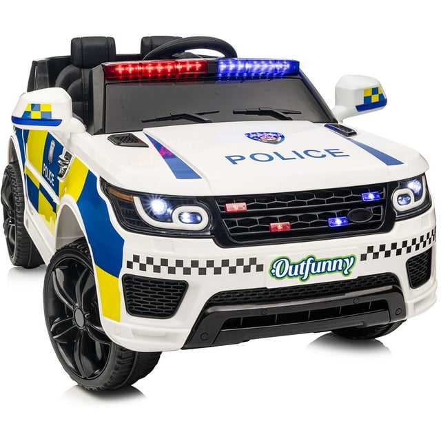 Outfunny Electric Police Car for Kids, 12 Volt Kids Ride on Toy Car ...