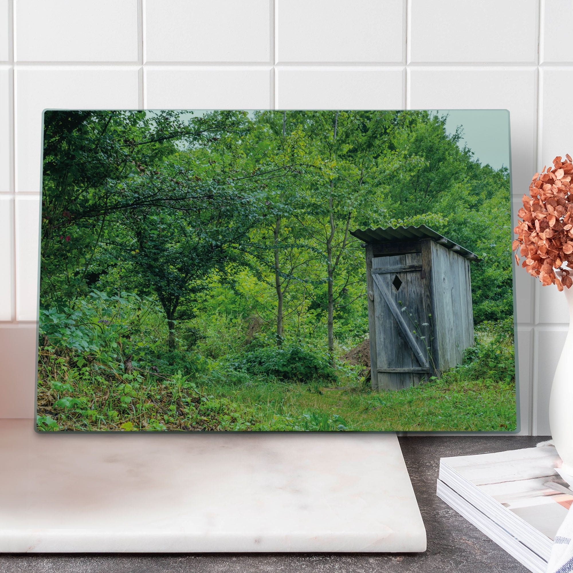 Outhouse Cutting Board, Worn out Cottage Hut in Abandoned Forest Spring ...