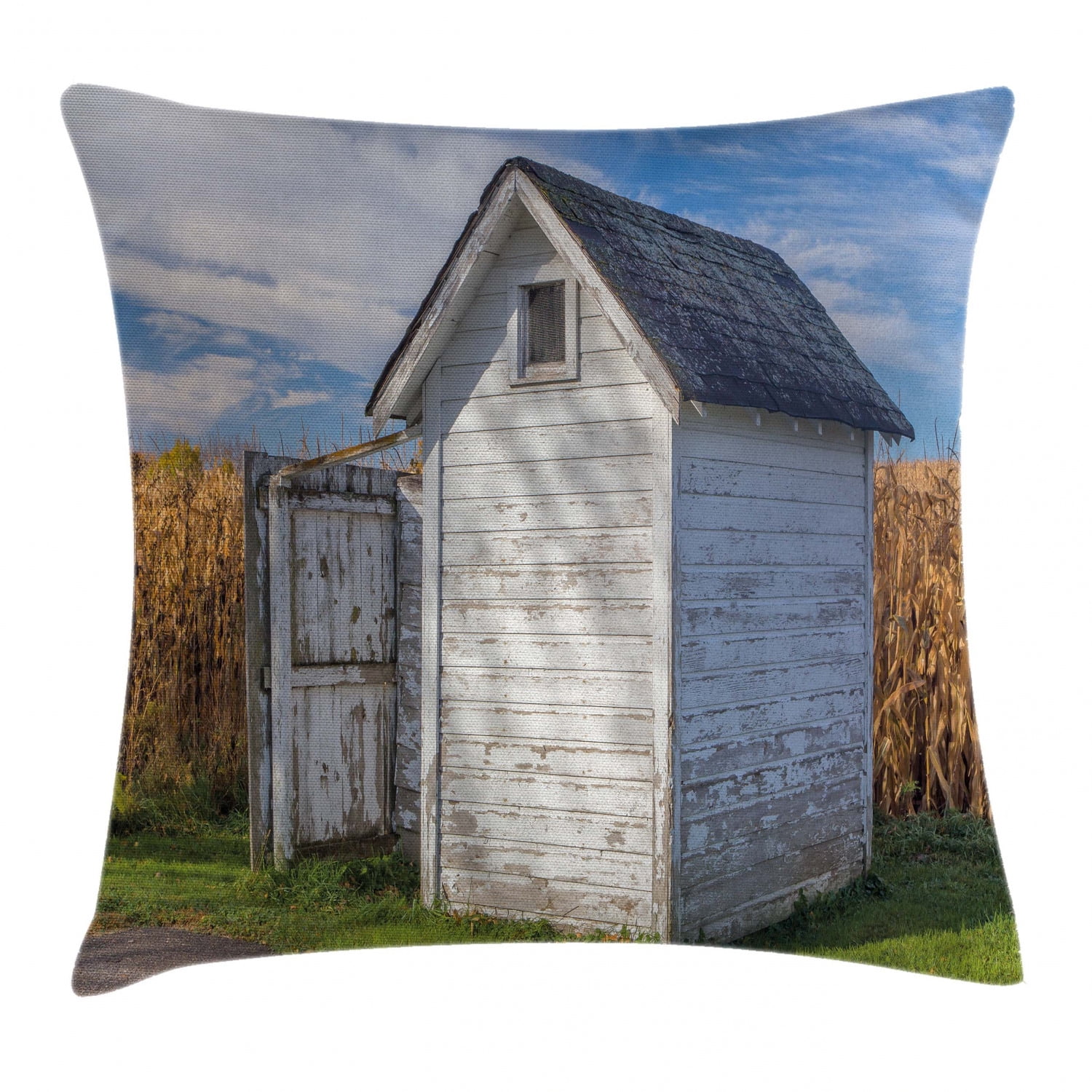 Outhouse Throw Pillow Cushion Cover, Country Farm Life Cottage with ...