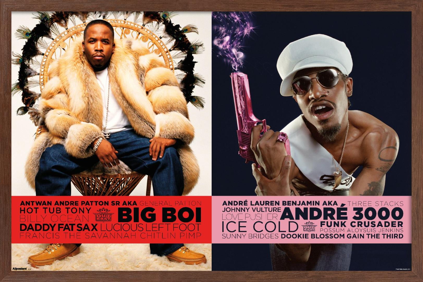 Outkast - André 3000 & Big Boi Wall Poster, 14.725" x 22.375" Framed - Walmart.com