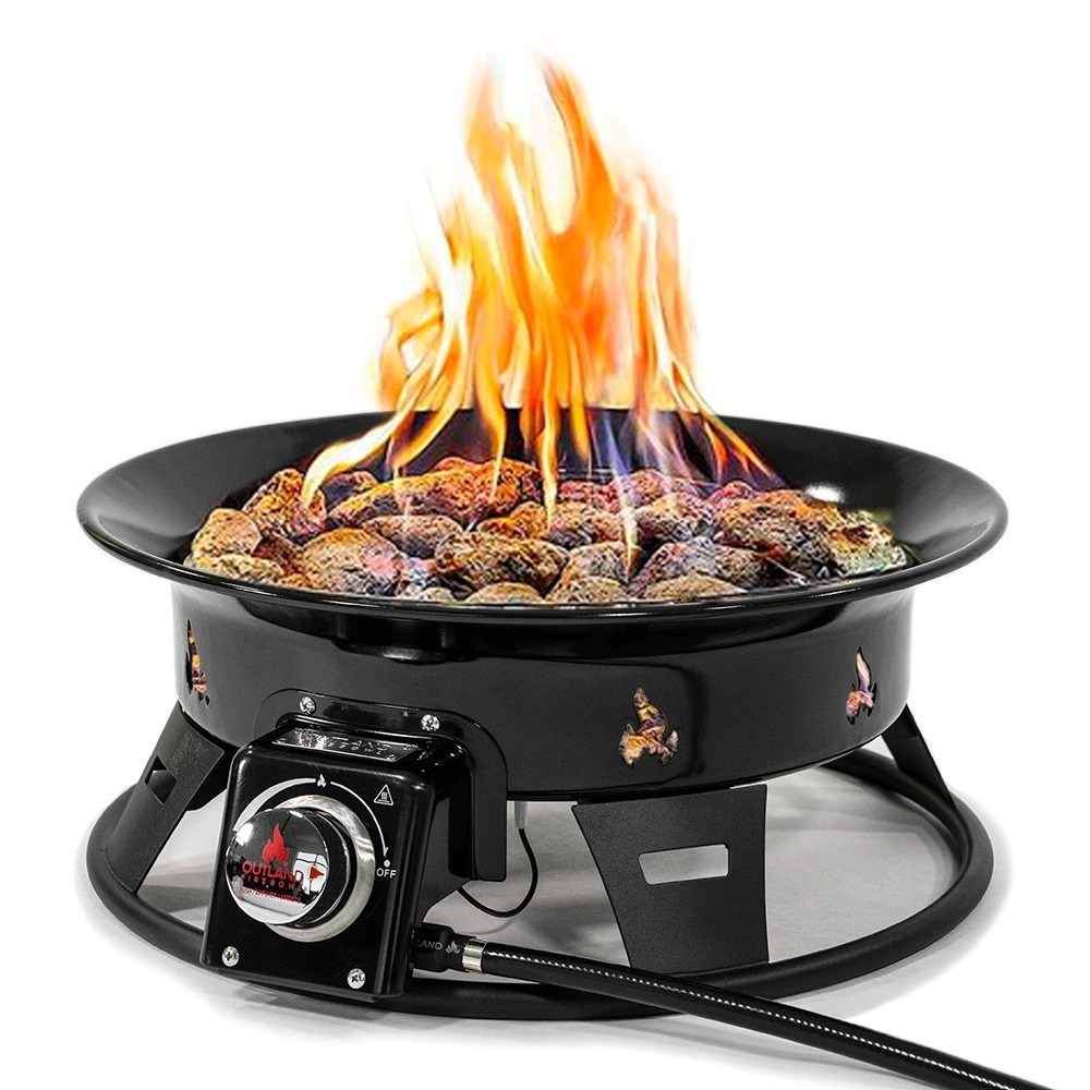 Gymax Propane Powered Portable Outdoor Patio Fire Pit with Cover, Carry ...