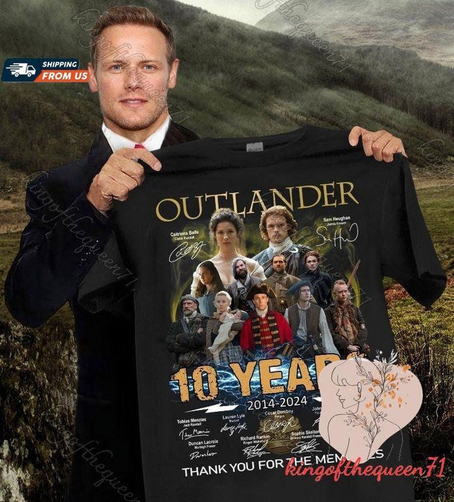 Outlander 10th Anniversary 2014-2024 Signatures Shirt, Unisex Tshirt ...