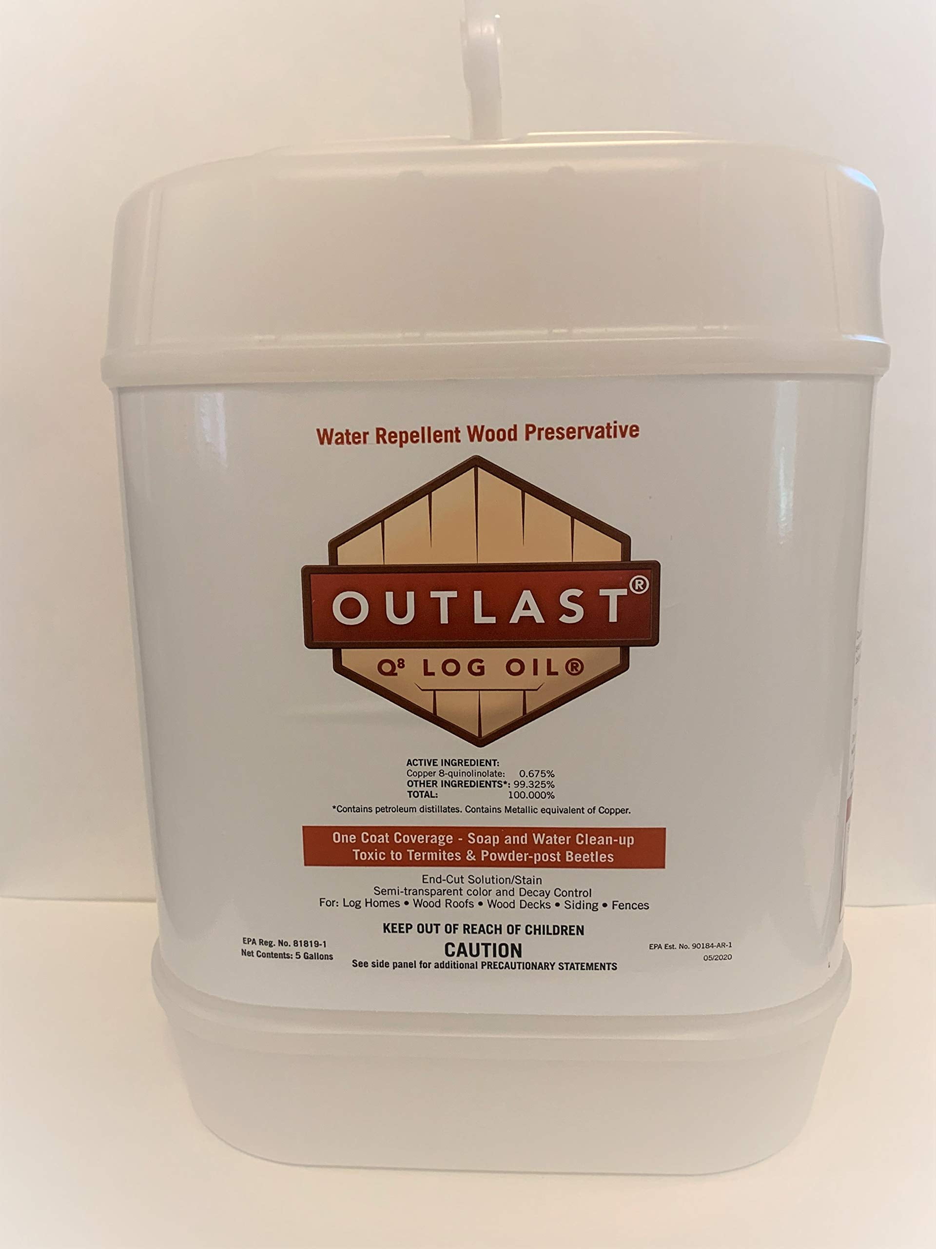 Outlast Q8 Log Oil, EPA Registered Wood Preservative, 5 Gallon, Light ...