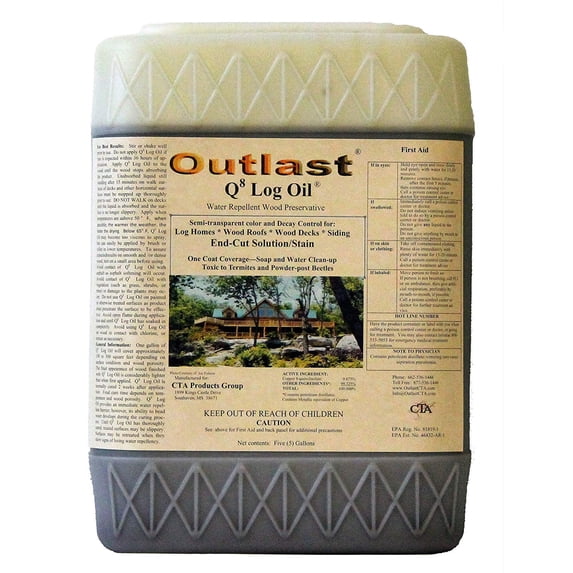 Outlast Q8 Log Oil, EPA Registered Wood Preservative, 5 Gallon Pail ...