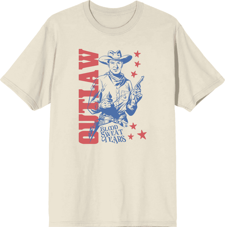 Outlaw Cowboy Adult Natural Crew Neck Short Sleeve Tee-XL - Walmart.com