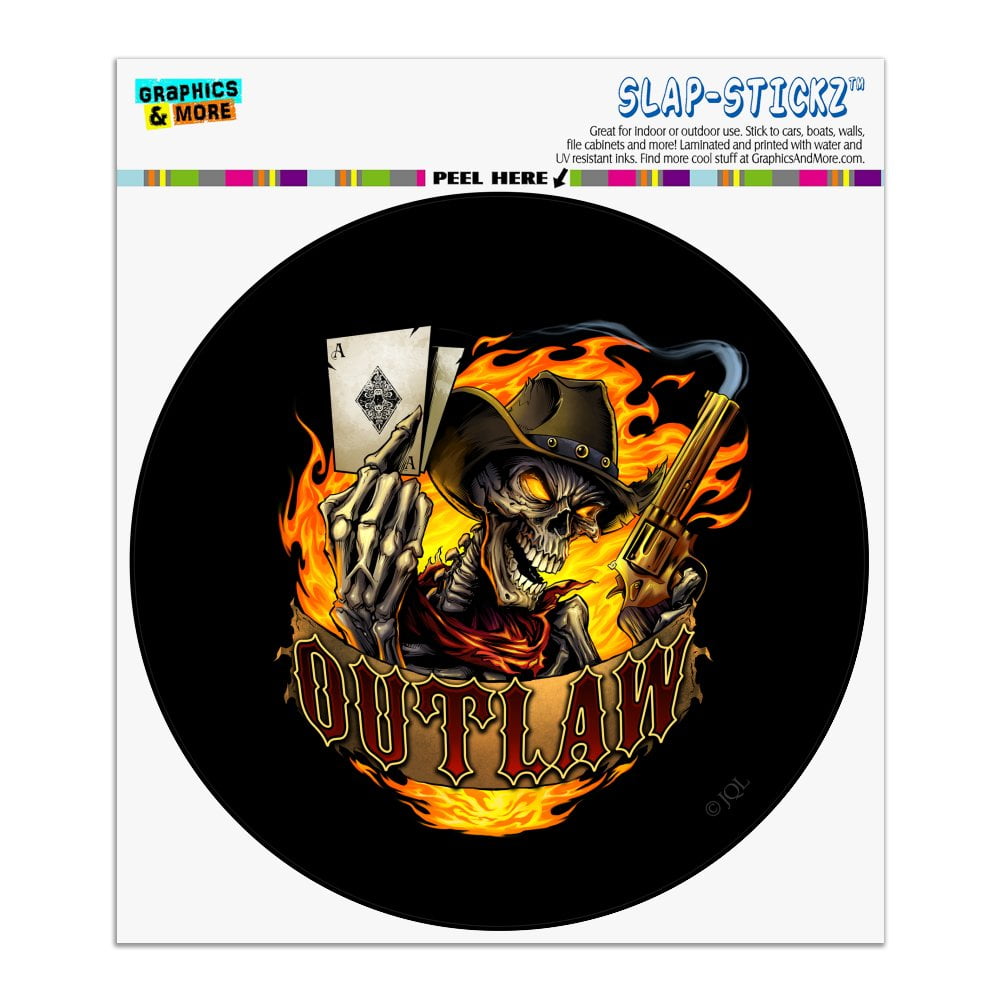 Outlaw Skeleton Card Player Cowboy Western Automotive Car Window Locker ...