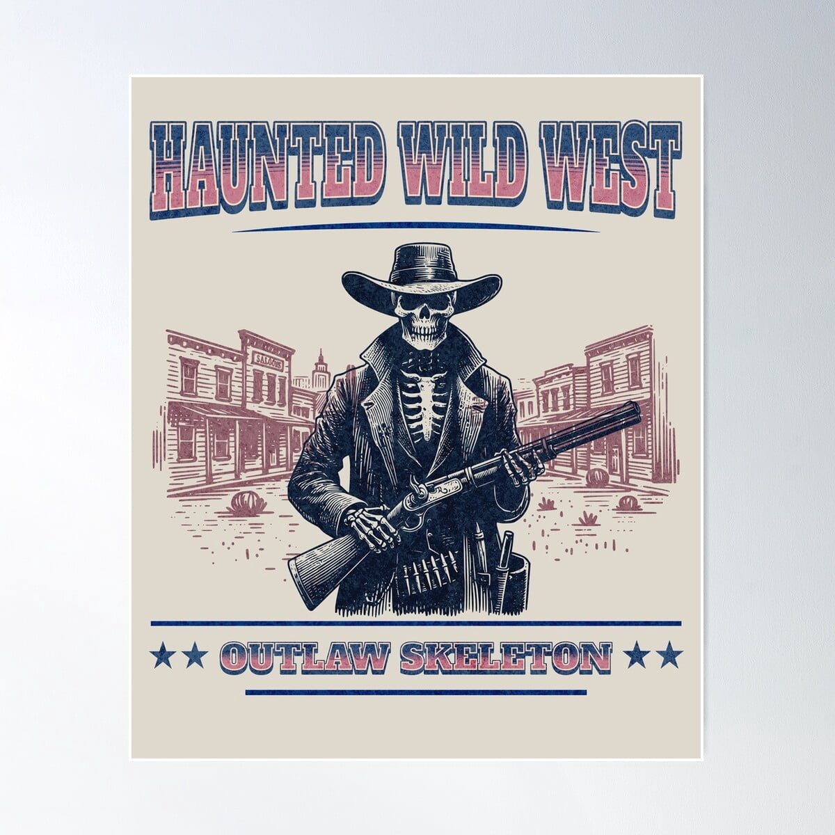 Outlaw Skeleton Wild West Haunted Gothic Poster Wall Art, Modern Wall ...