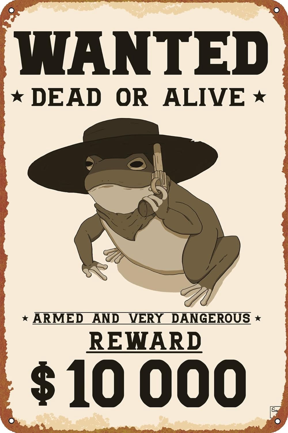 Outlaw frog wanted poster PosterMetal Sign Retro Wall Decor for Home ...