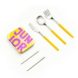 Outlery Kids Lunch Set | Fun Utensils | Yellow | Steel & Easy Clean ...