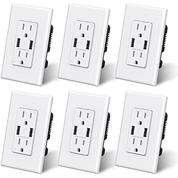 Outlet, 15 Amp Wall Outlet with Dual A Ports, 4.0A Outlets Receptacles ...