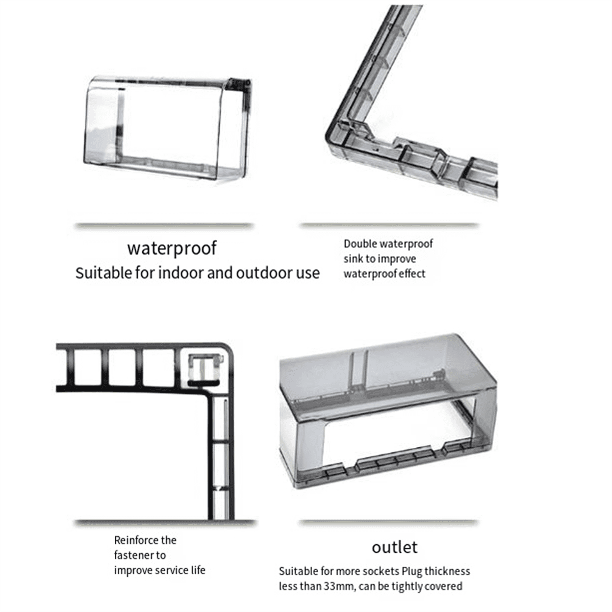 Outlet Cover Sticky Style Plug Socket Cover Double-Position Thickened ...