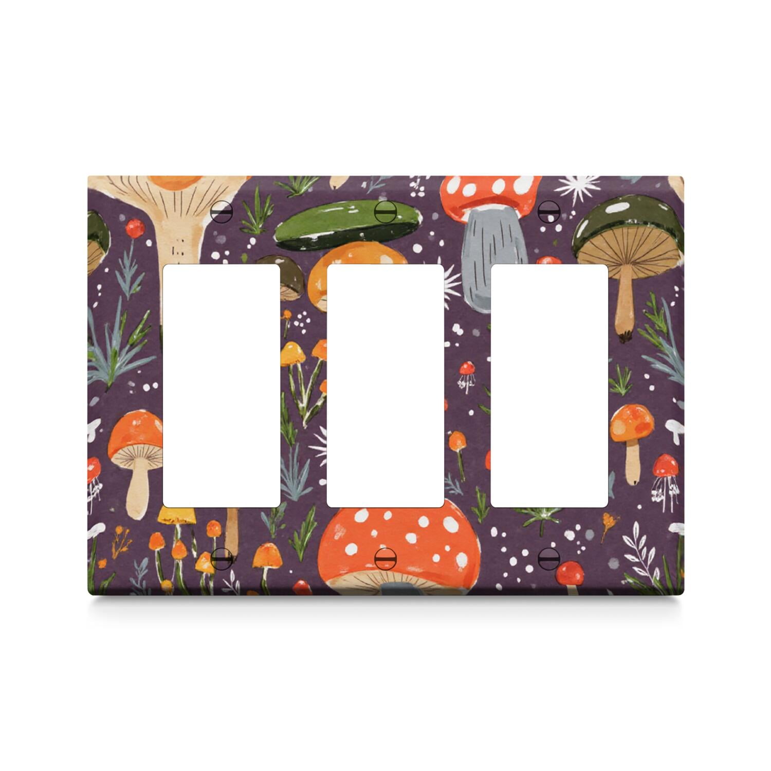 Outlet Covers Mushroom 3 Gang Decorative Switch Face Wall Plate Boho ...