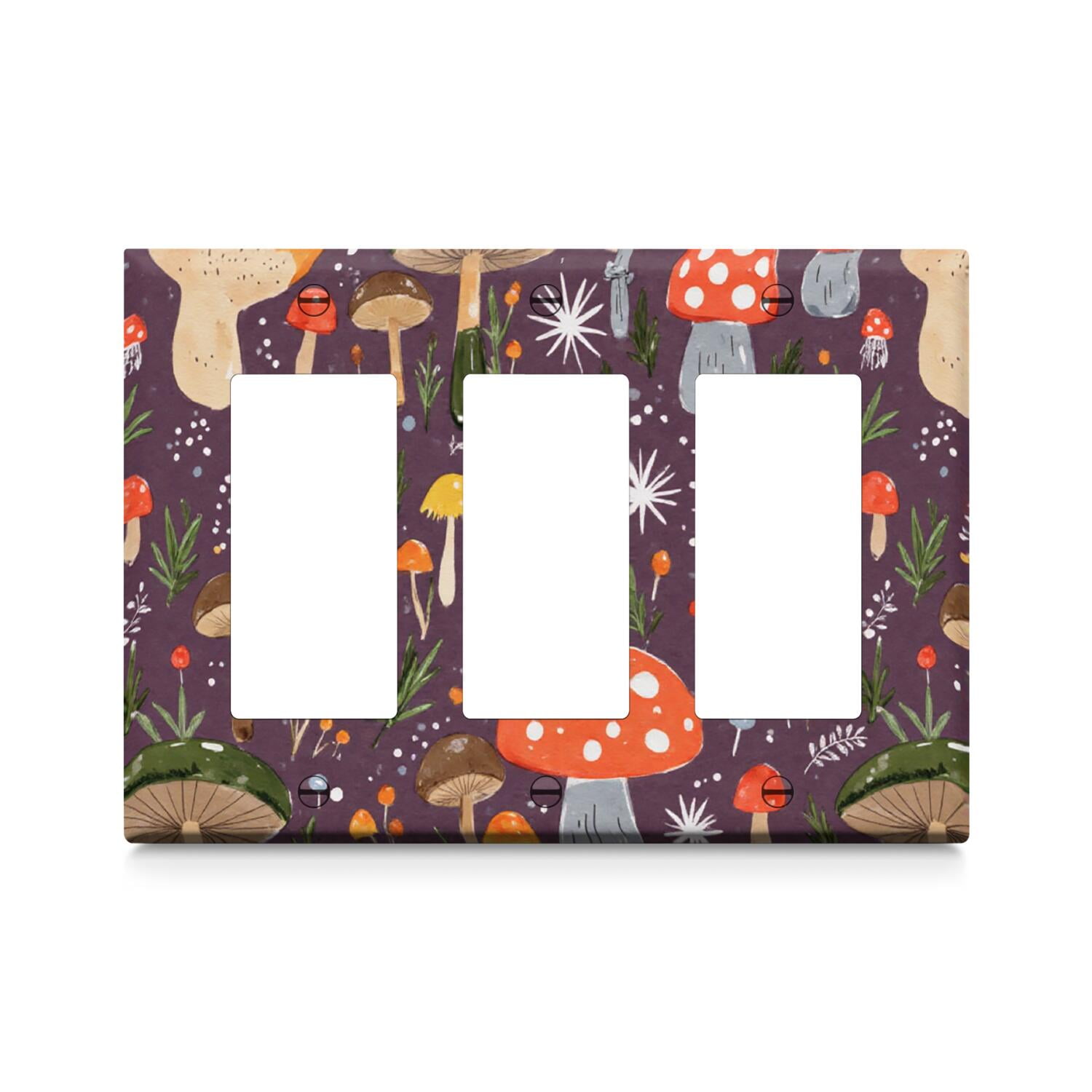Outlet Covers Mushroom 3 Gang Decorative Switch Face Wall Plate Rustic ...