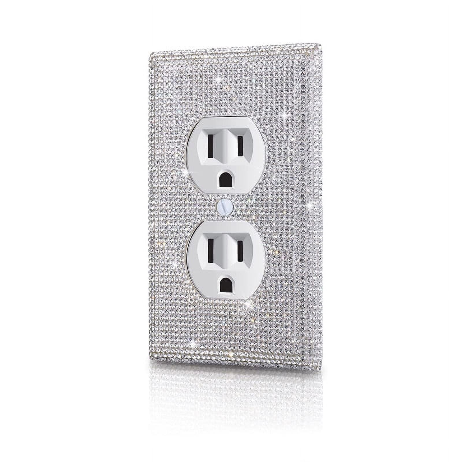 Outlet Covers Silver Shiny Rhinestones Wall Plates Light Switch Cover ...