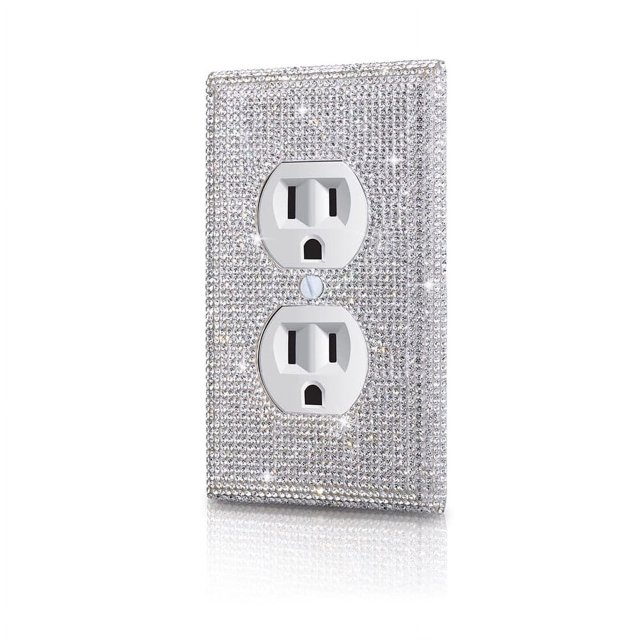 Outlet Covers Silver Shiny Rhinestones Wall Plates Light Switch Cover ...