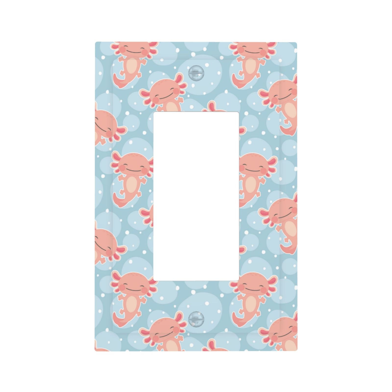 Outlet Covers Wall Plate - Cartoon Cute Axolotl Blue Wall Plates for ...