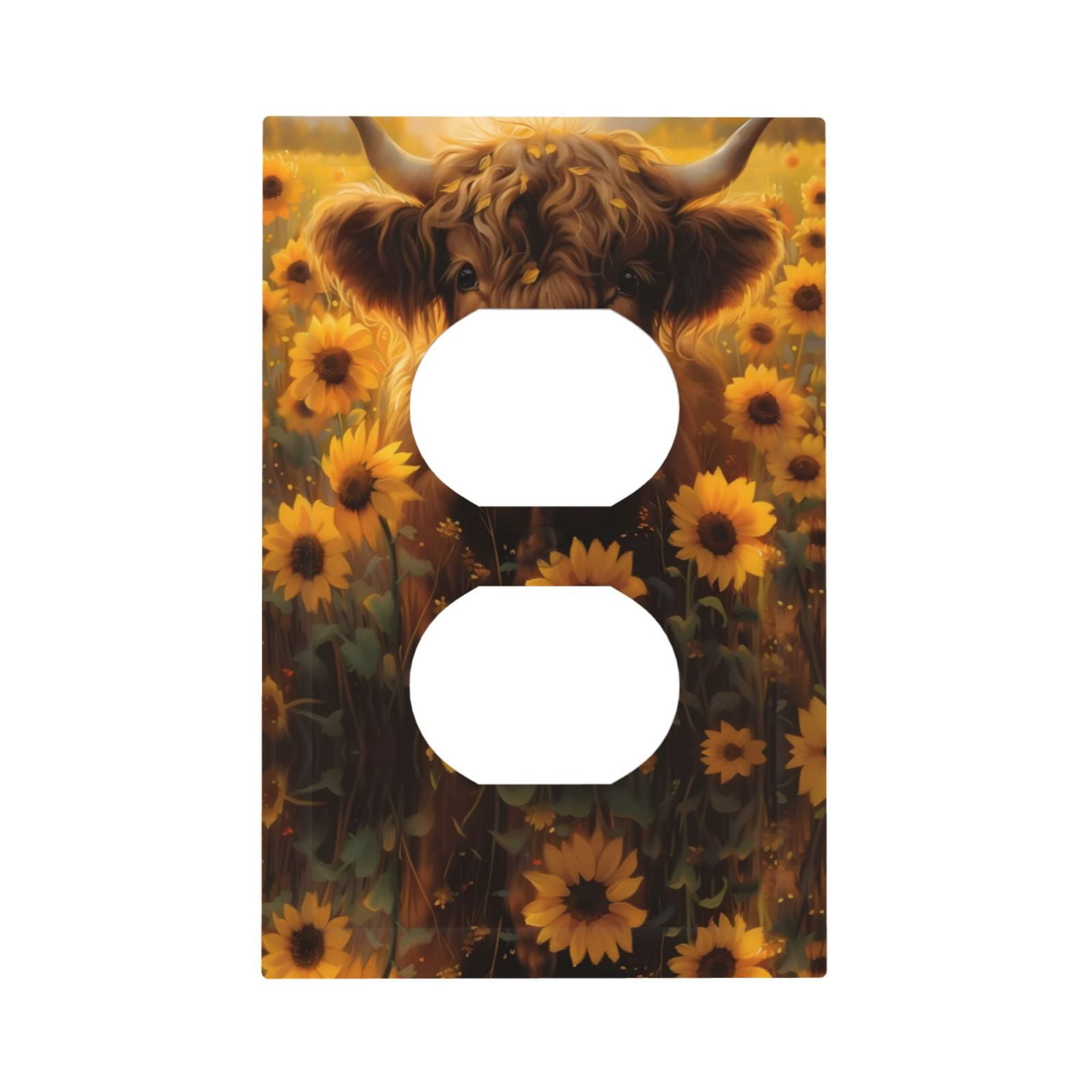 Outlet Covers Wall Plate - Cute Cow Sunflower Field Wall Plates for ...