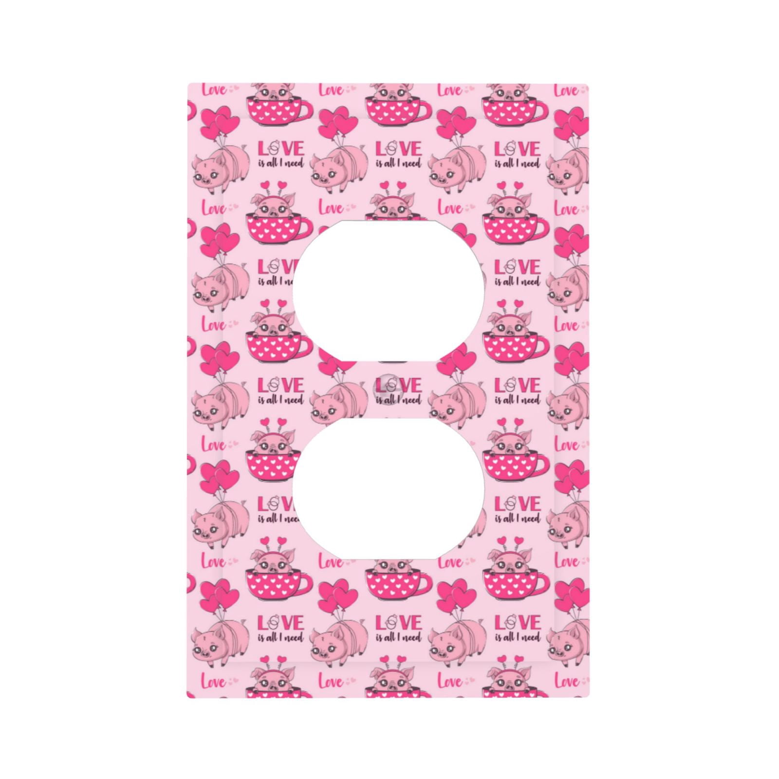 Outlet Covers Wall Plate - Cute Pig With Tea Cup Balloon Wall Plates ...
