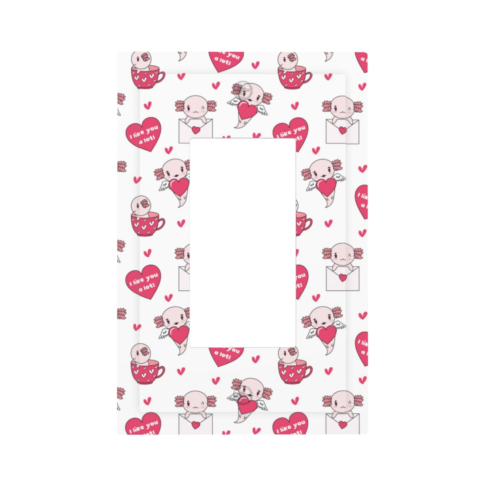 Outlet Covers Wall Plate - Cute Valentine Axolotl cup heart Wall Plates ...