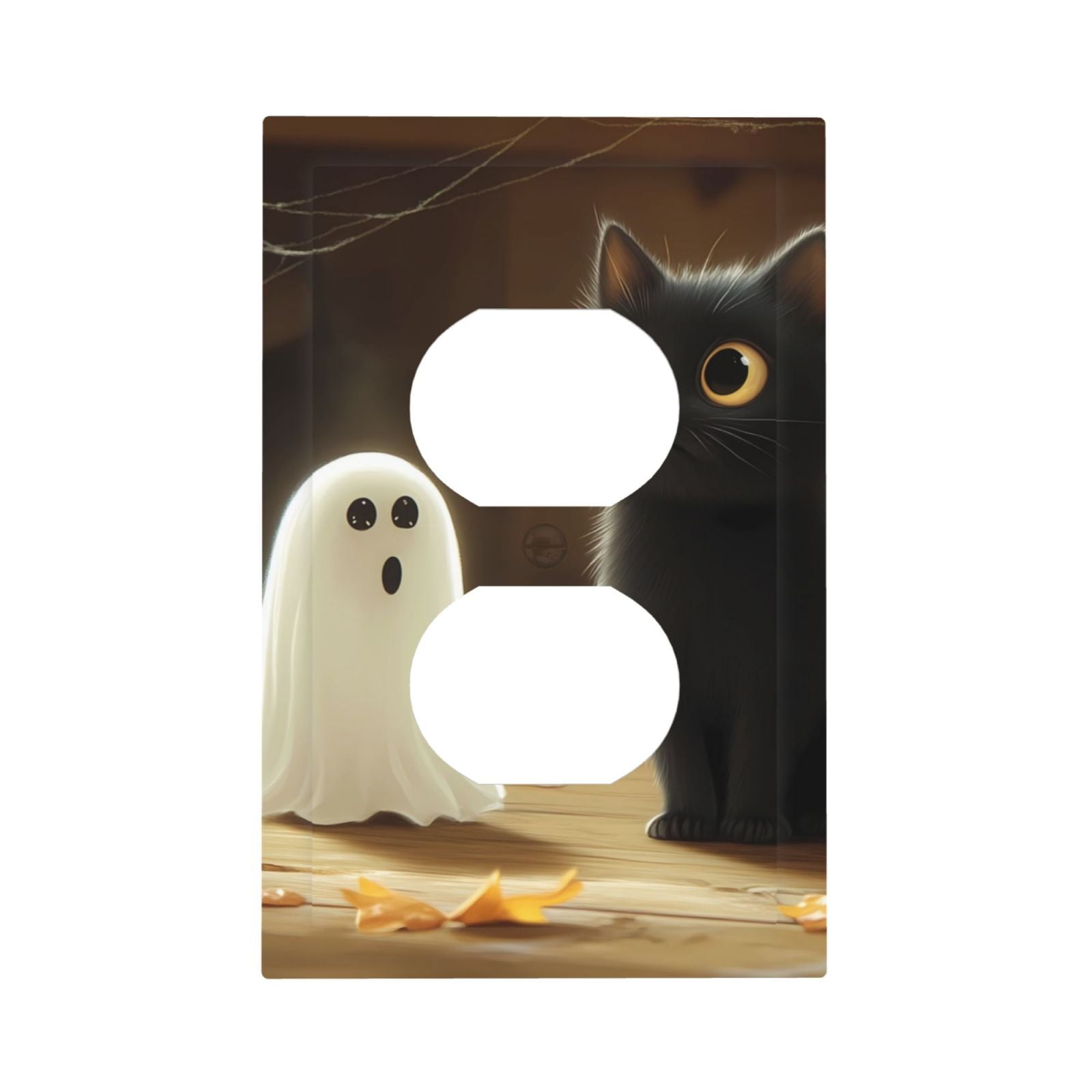 Outlet Covers Wall Plate - Halloween Cute Black Cat Ghost A Wall Plates ...
