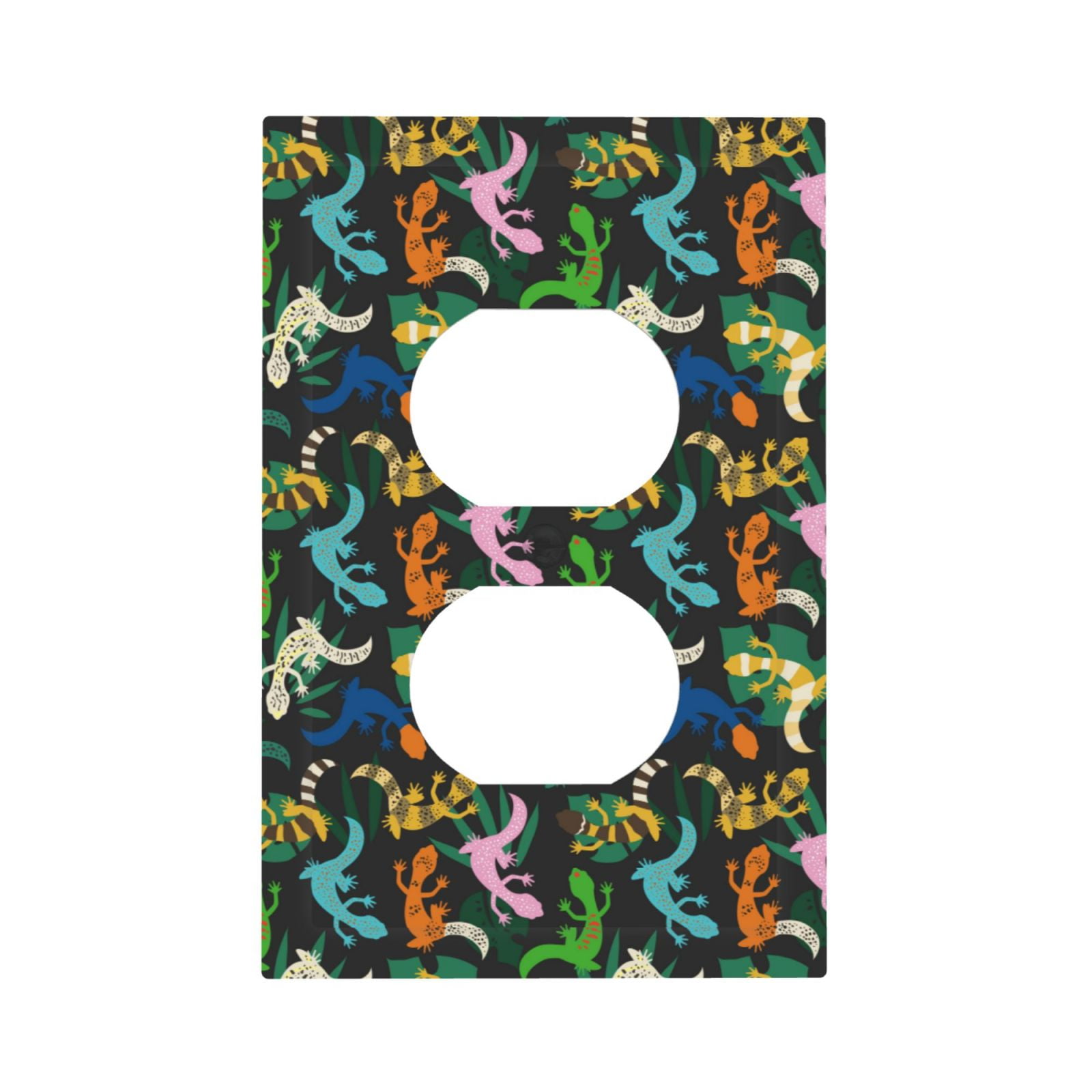 Outlet Covers Wall Plate - Striped Cute Lizard Gecko Plant_A Wall ...