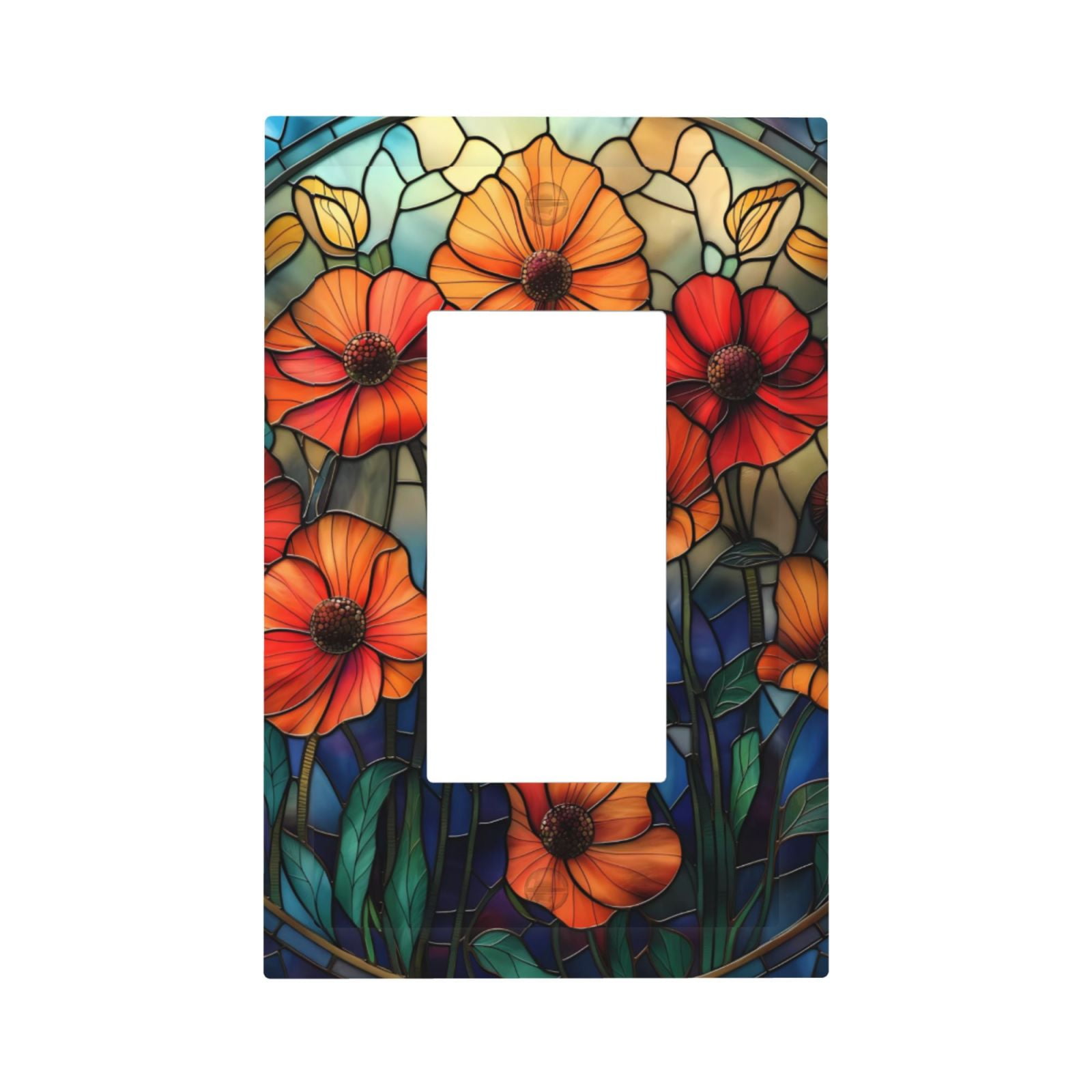Outlet Covers Wall Plate - Vibrant Floral Stained Glass Wall Plates for ...