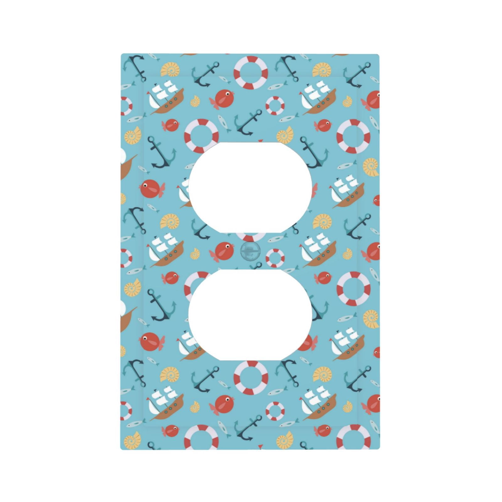 Outlet Covers Wall Plate - cute ship fish anchor cartoon blue Wall ...