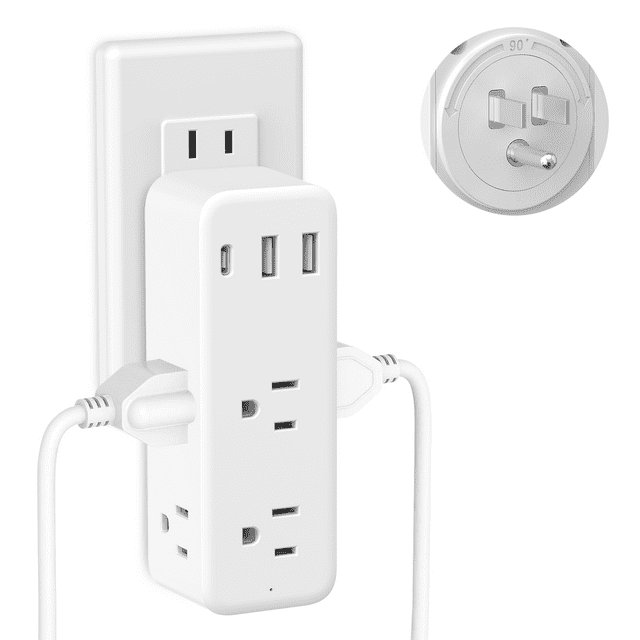 Outlet Extender, 6 Outlet Extension with 1 USB-A 2 USB-C Wall Charger ...
