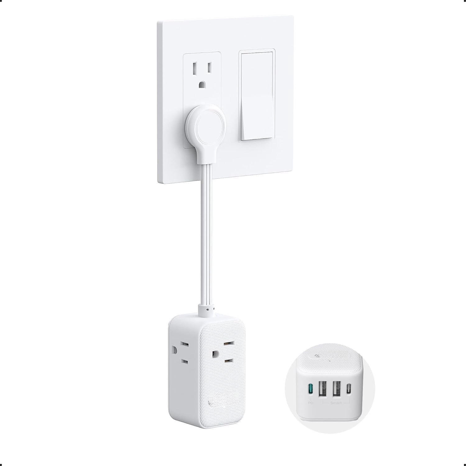 Outlet Extender with 6 Inch Cord - Multi Plug Wall Outlet with PD 20W ...