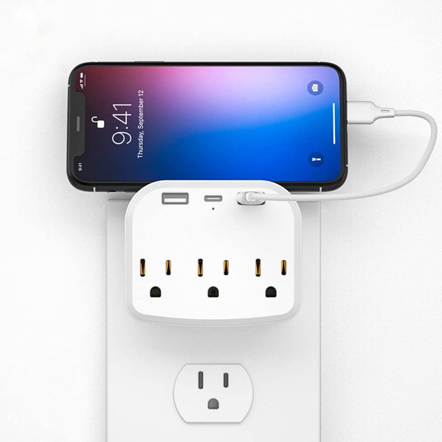 Walmart Outlet Extender, 6-in-1 Electrical Charging Multi-Port Adapter ...