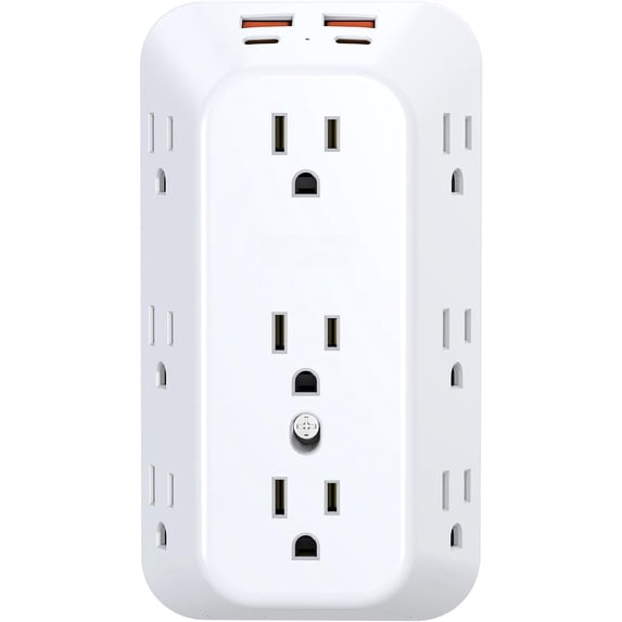 Outlet Extender Wall with Multi Plug 9 AC Outlets 4 Ports 1875W 1050J ...