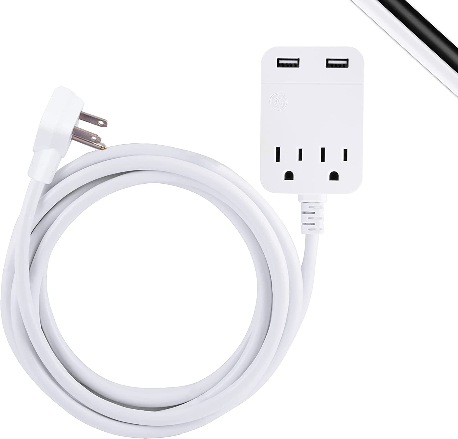 Outlet Extension Cord, 2 Outlet Surge Protector, 12Ft Extension Cord ...