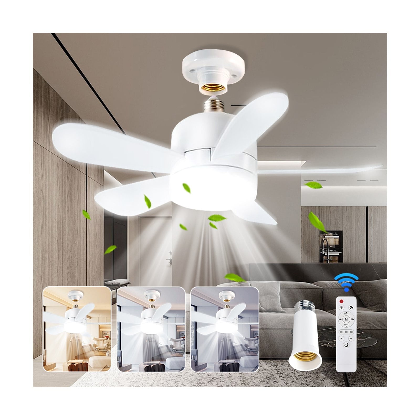 Outlet Fan Light with Remote Control and Outlet Extender, 16 Inch Mini ...