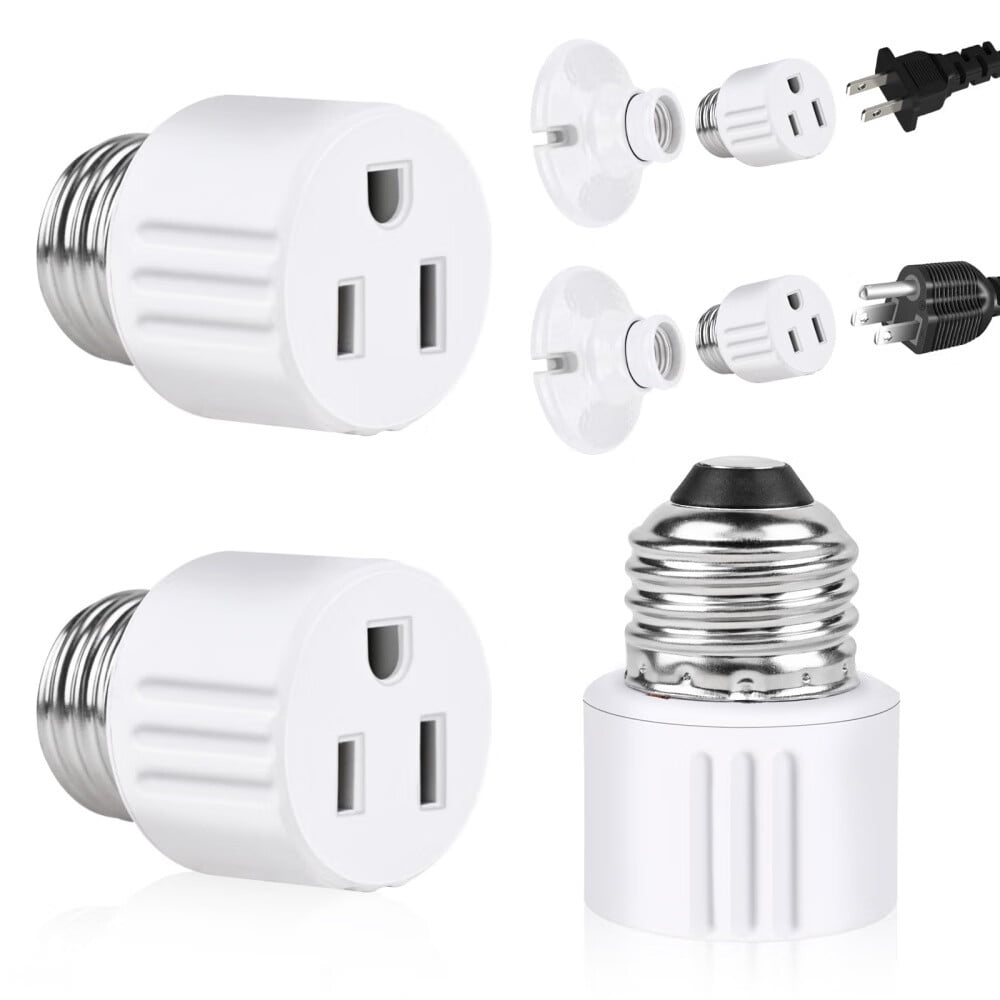 Outlet Light Socket Adapter,Screw in Outlet Socket,E26 Light Bulb to ...