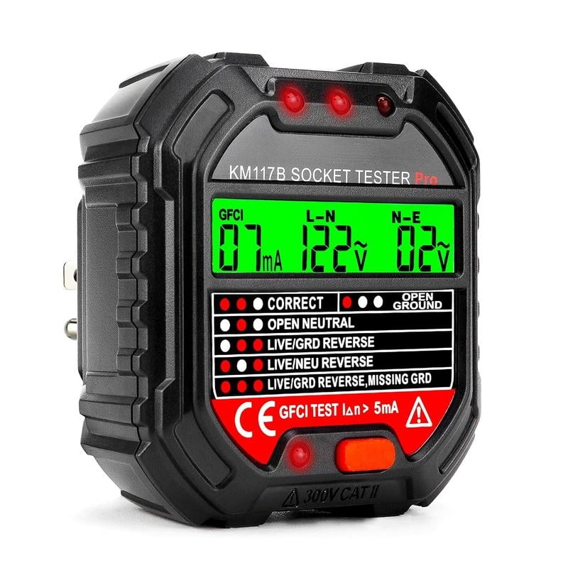 Outlet Tester, GFCI Receptacle Detector with LCD Display, 3-Prong 120V ...