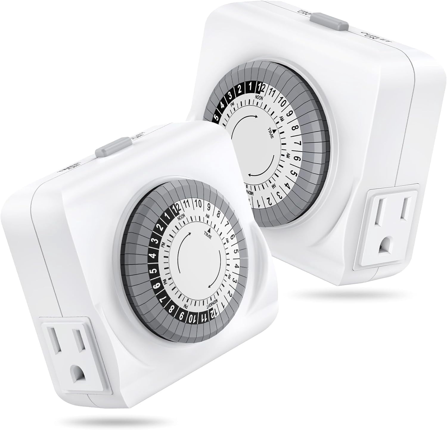 Outlet Timer, 24-Hour Plug-in Mechanical Timer, 2 Grounded Electrical ...