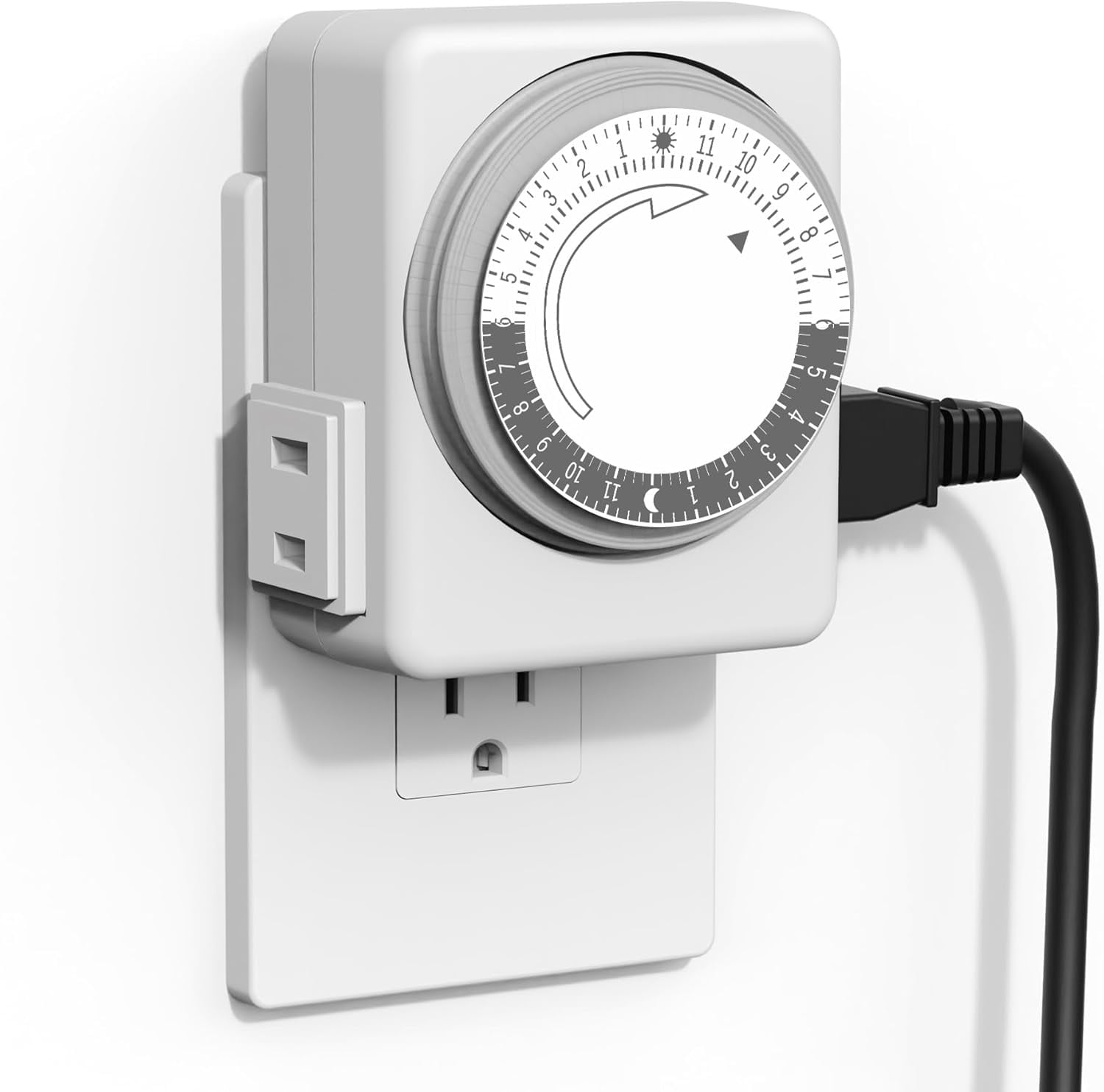 Outlet Timer for Electrical Outlets Indoor, 24 Hour Mechanical Light Timers for Lamps, Dual 2 ...