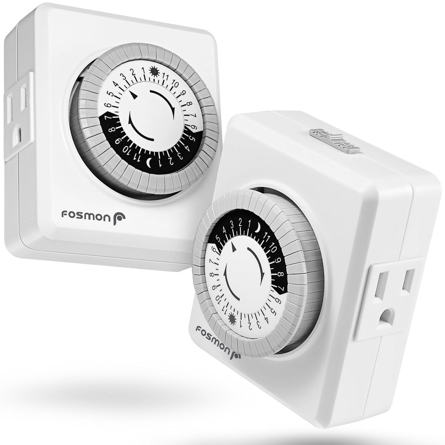 Outlet Timers for Electrical Outlets, 24-Hour Dual Plug in Light Timers ...