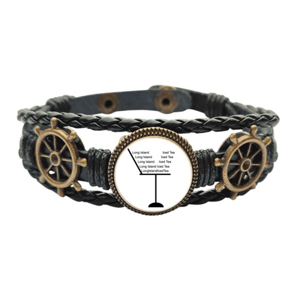Outline Of Long Island Ice Tea Leather Braided Ocean Bracelet Wristband ...