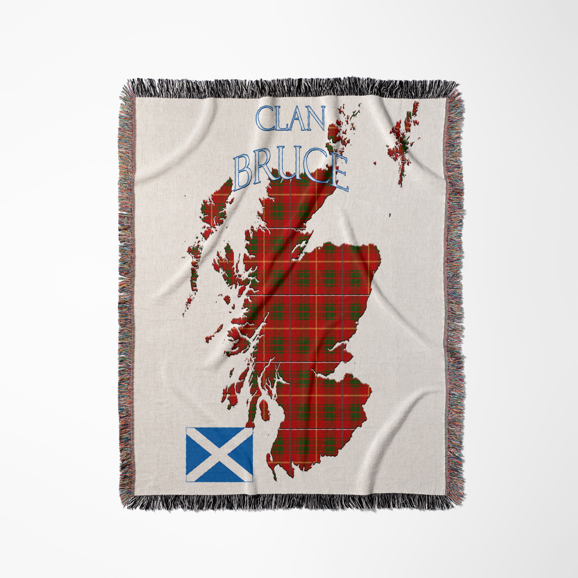 Outline Of Scotland With The Bruce Clan Family Tartan., Woven Blanket ...