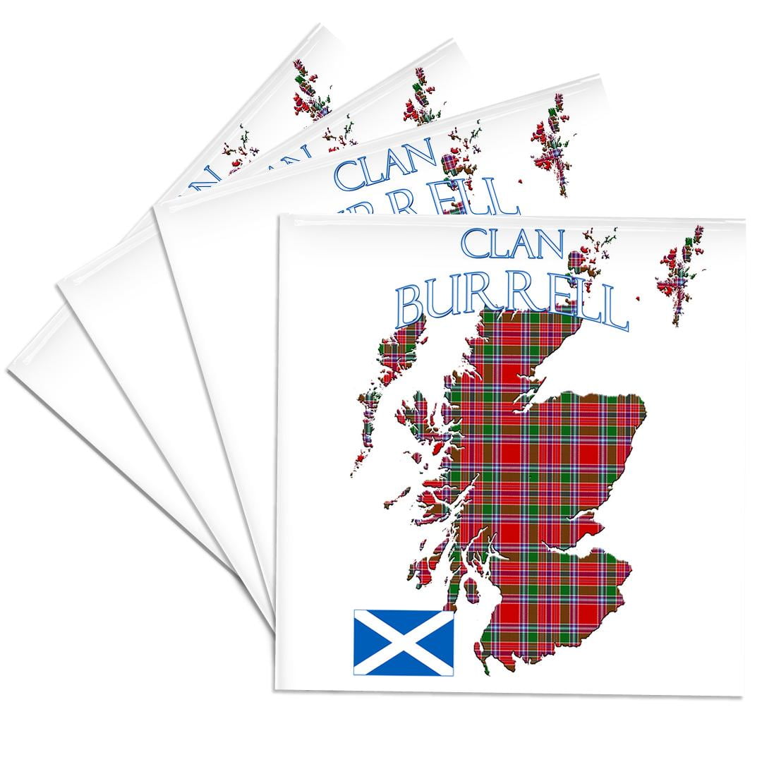 3drose, Outline of Scotland with the Burrell Clan Family Tartan., Set ...