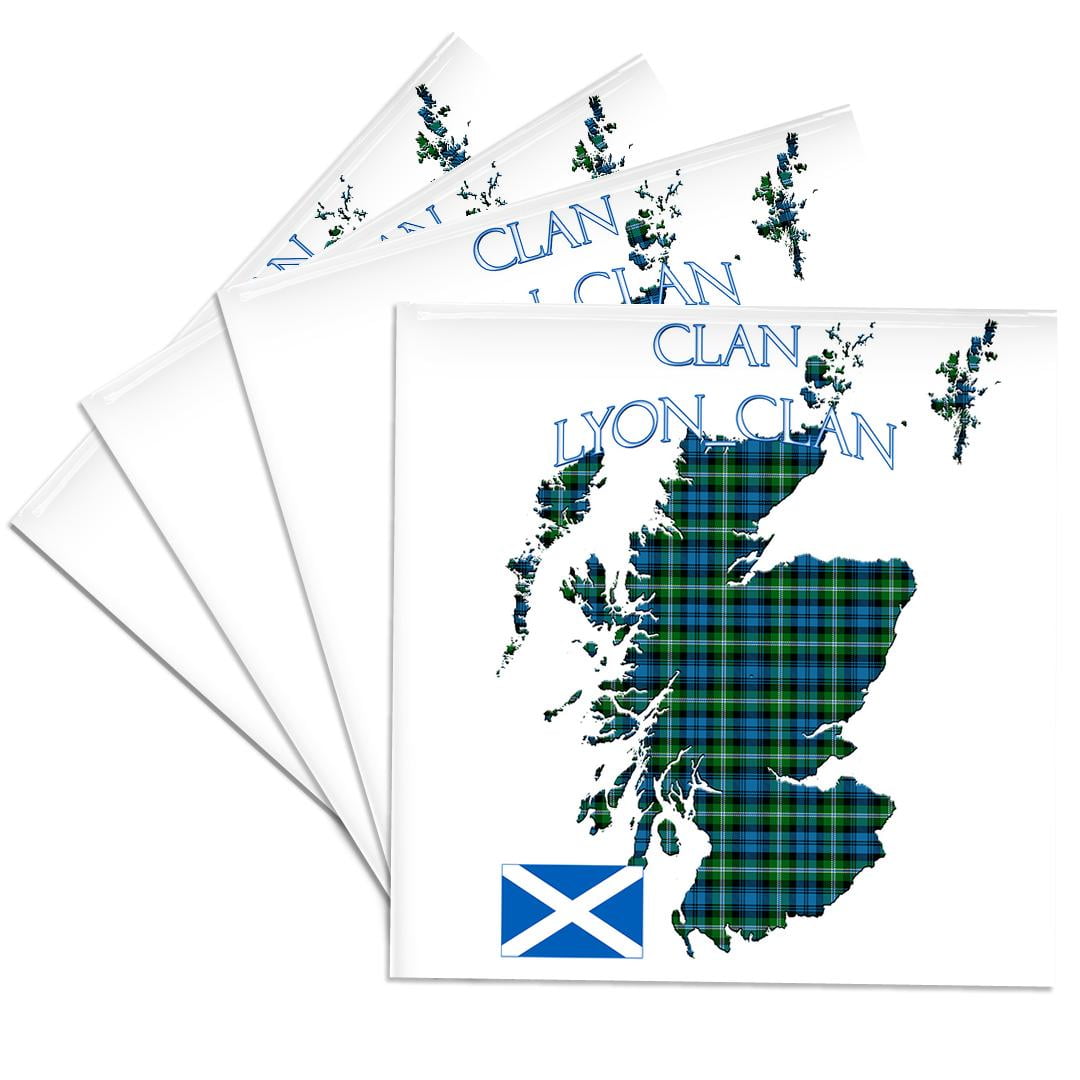 3drose, Outline of Scotland with the Lyon,clan Family Tartan., Set of 4 ...