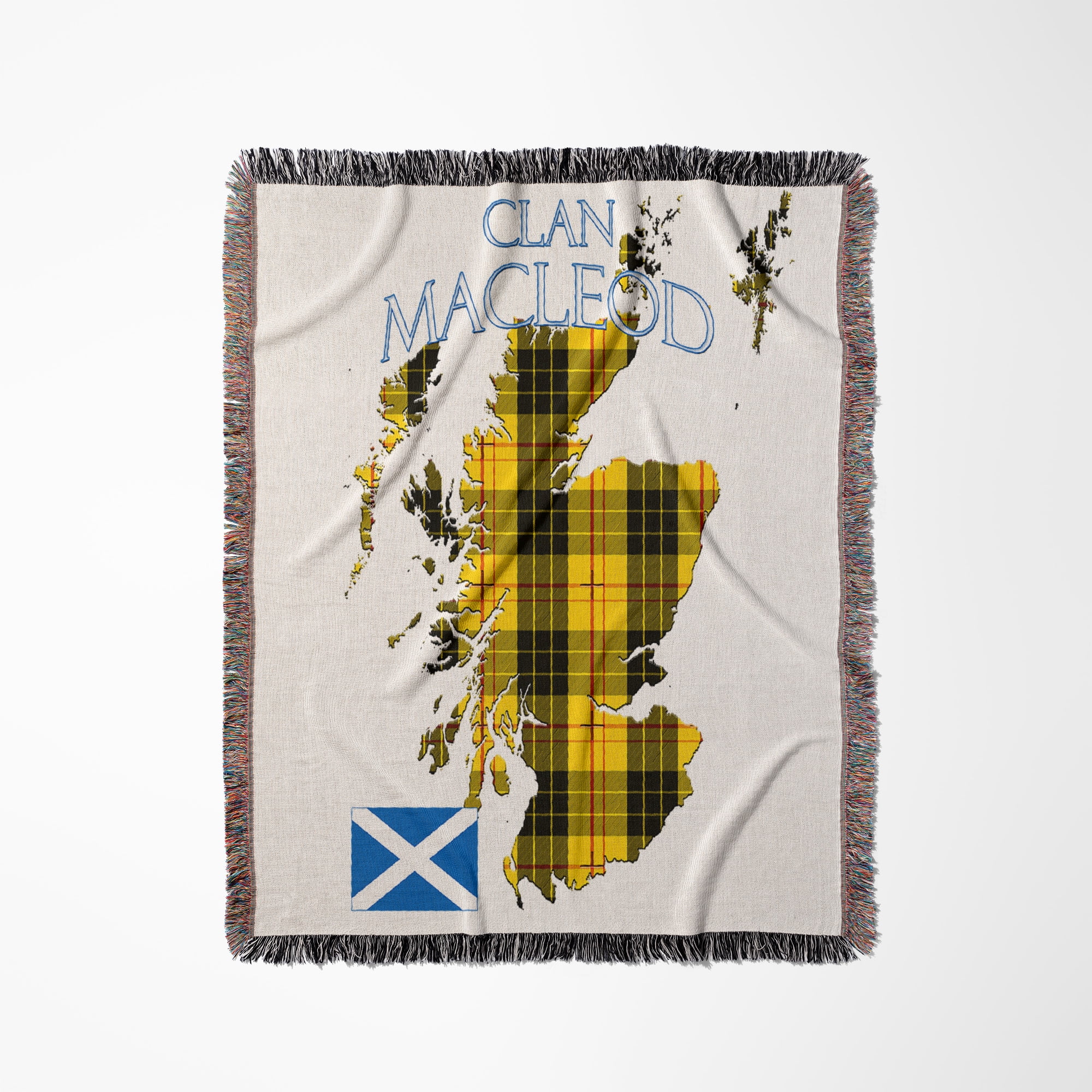 Outline Of Scotland With The Macleod Clan Family Tartan., Woven Blanket ...